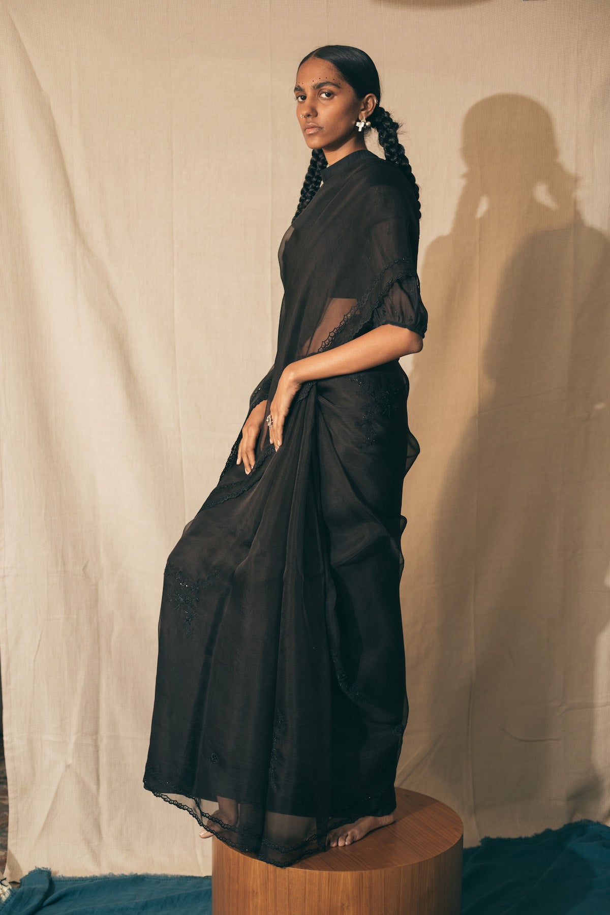 Black Peacock Cutwork Saree – Sarang Kaur