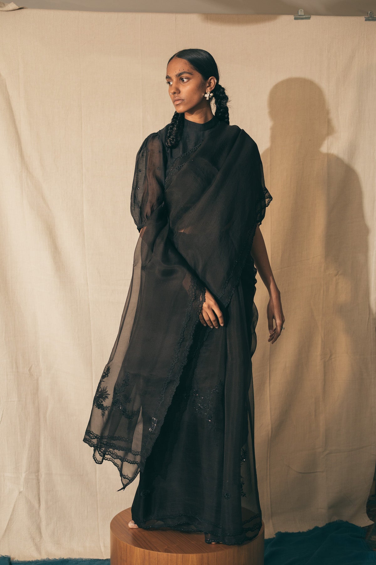 Black Peacock Cutwork Saree – Sarang Kaur